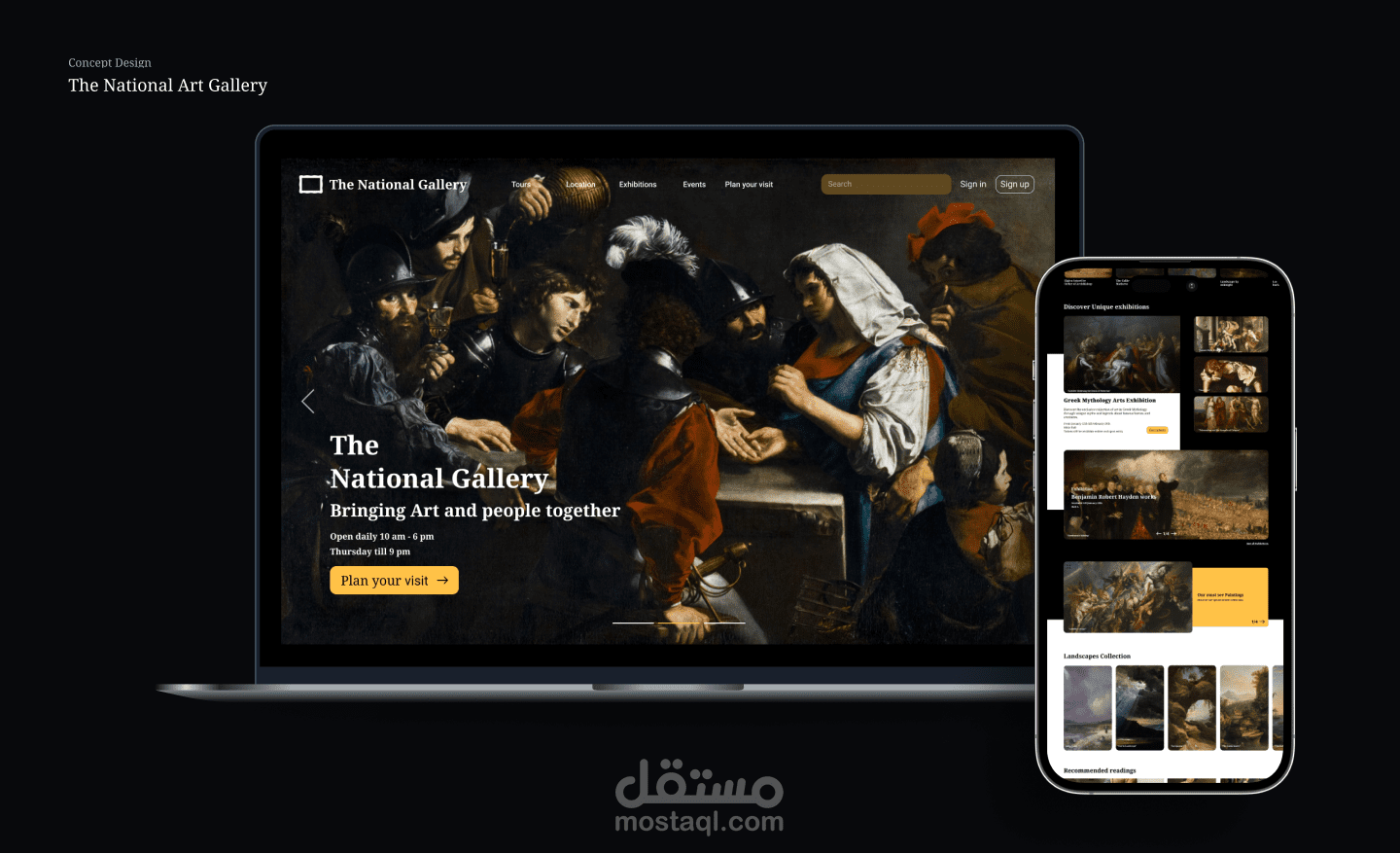تصميم صفحة ويب لمعرض فنون The National Gallery Concept Homepage | مستقل