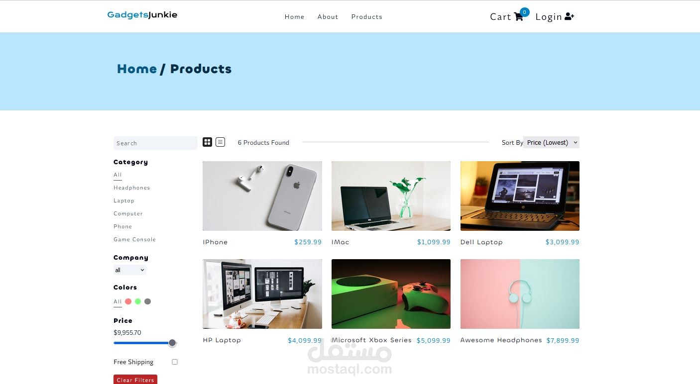Electronics E-Store: Front-End Application | مستقل