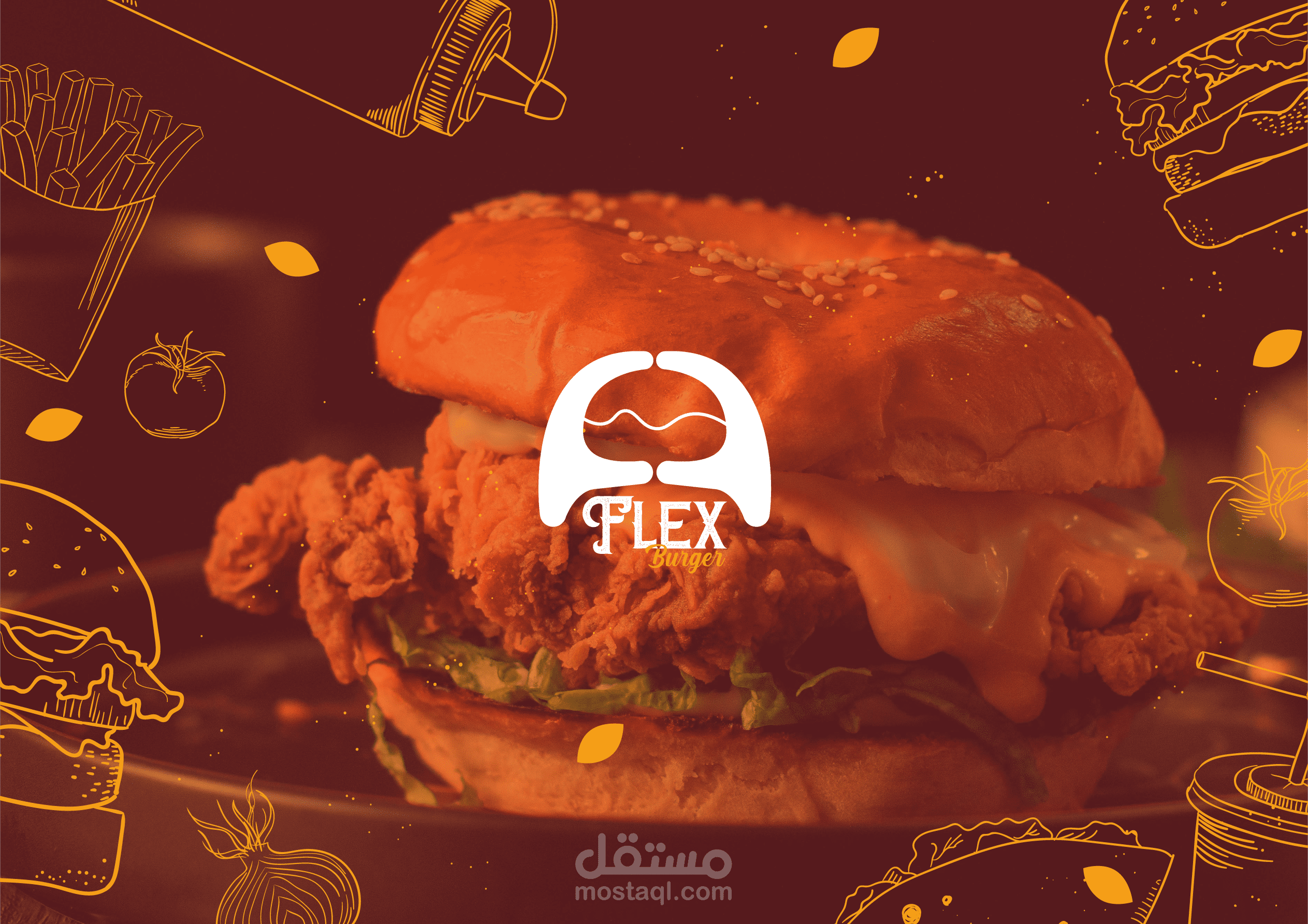 هوية مطعم برغر - Flex Burger Brand Identity | مستقل