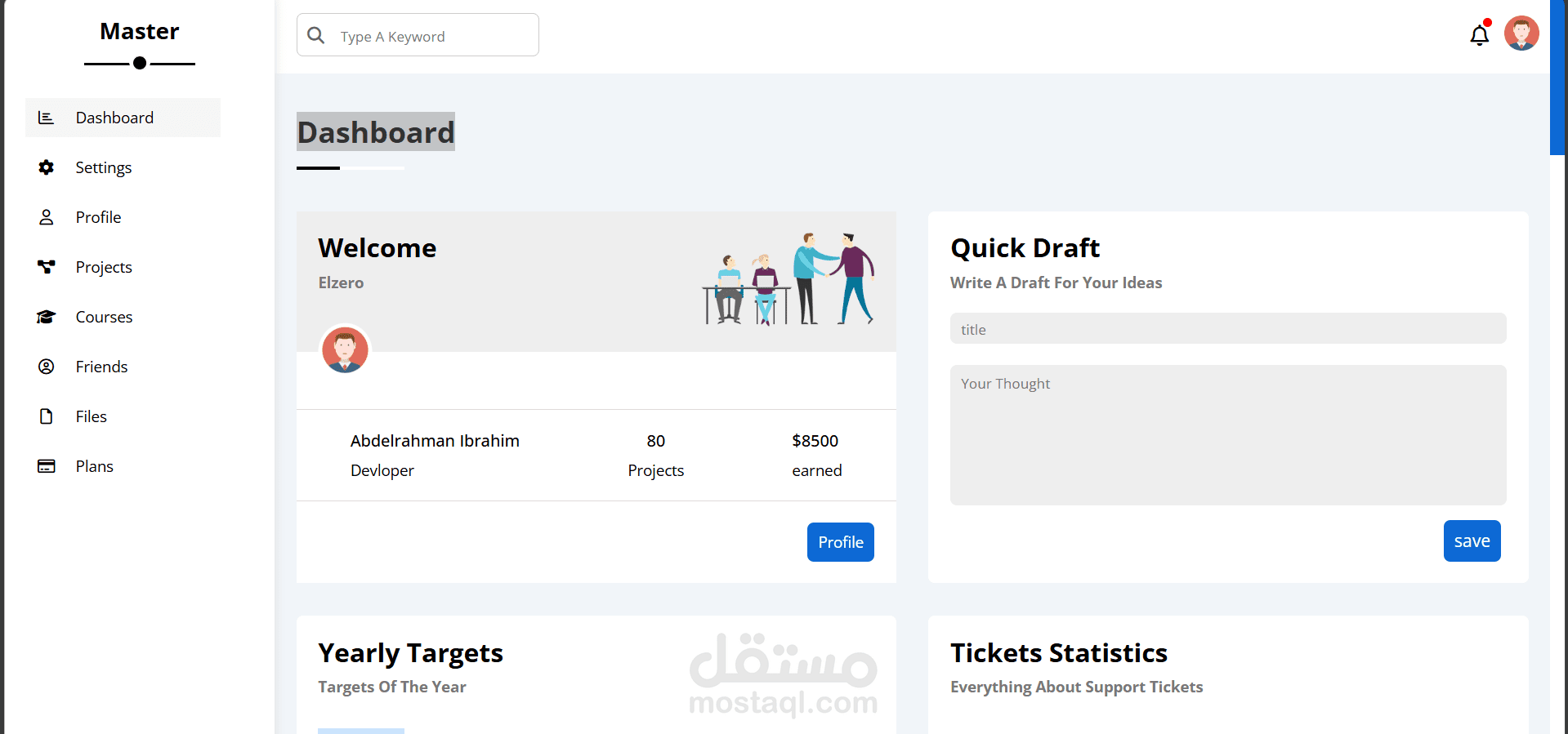 Dashboard using html and css | مستقل
