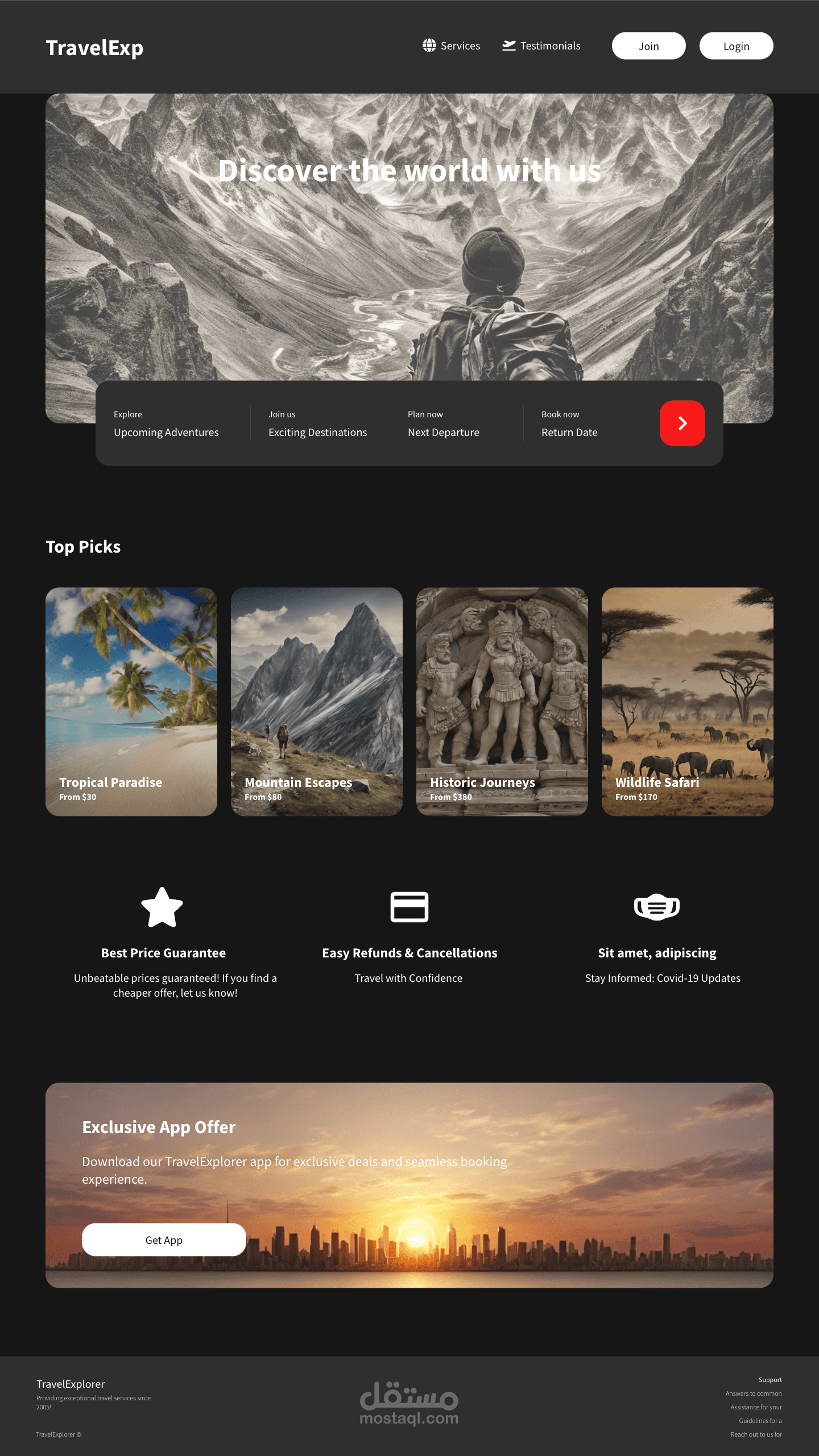 travel explorer website | مستقل