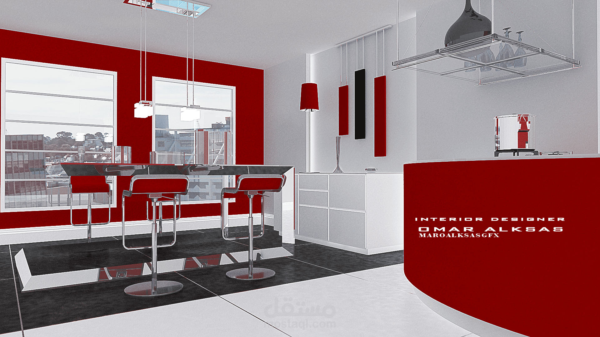All In Red Re Simulated Kitchen Designed By Me | مستقل