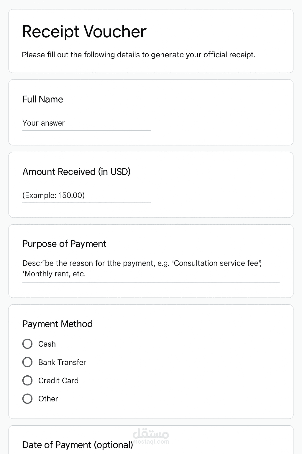 Automated Cash Receipt Form using Google Workspace | مستقل