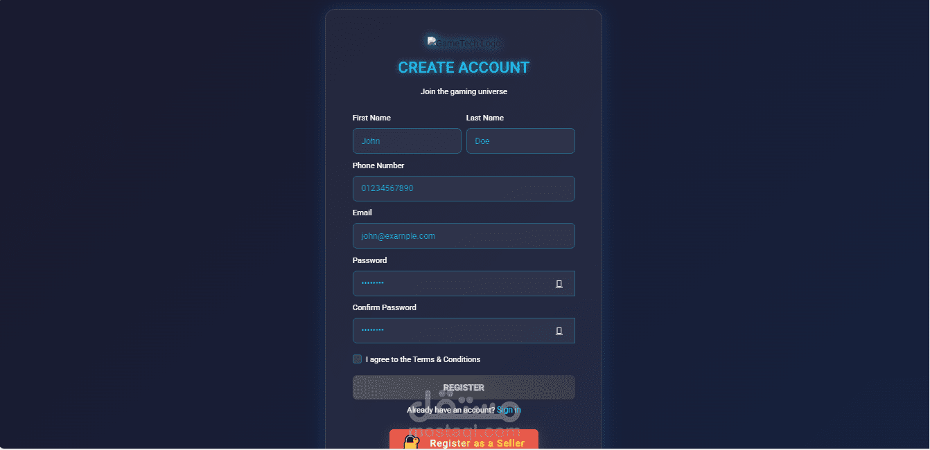 User Registration System (Gaming Platform) | مستقل