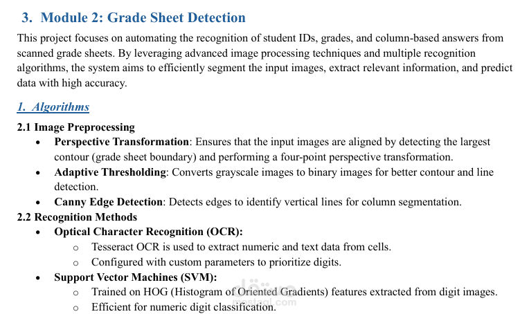 Grade Sheet Image Processing | مستقل