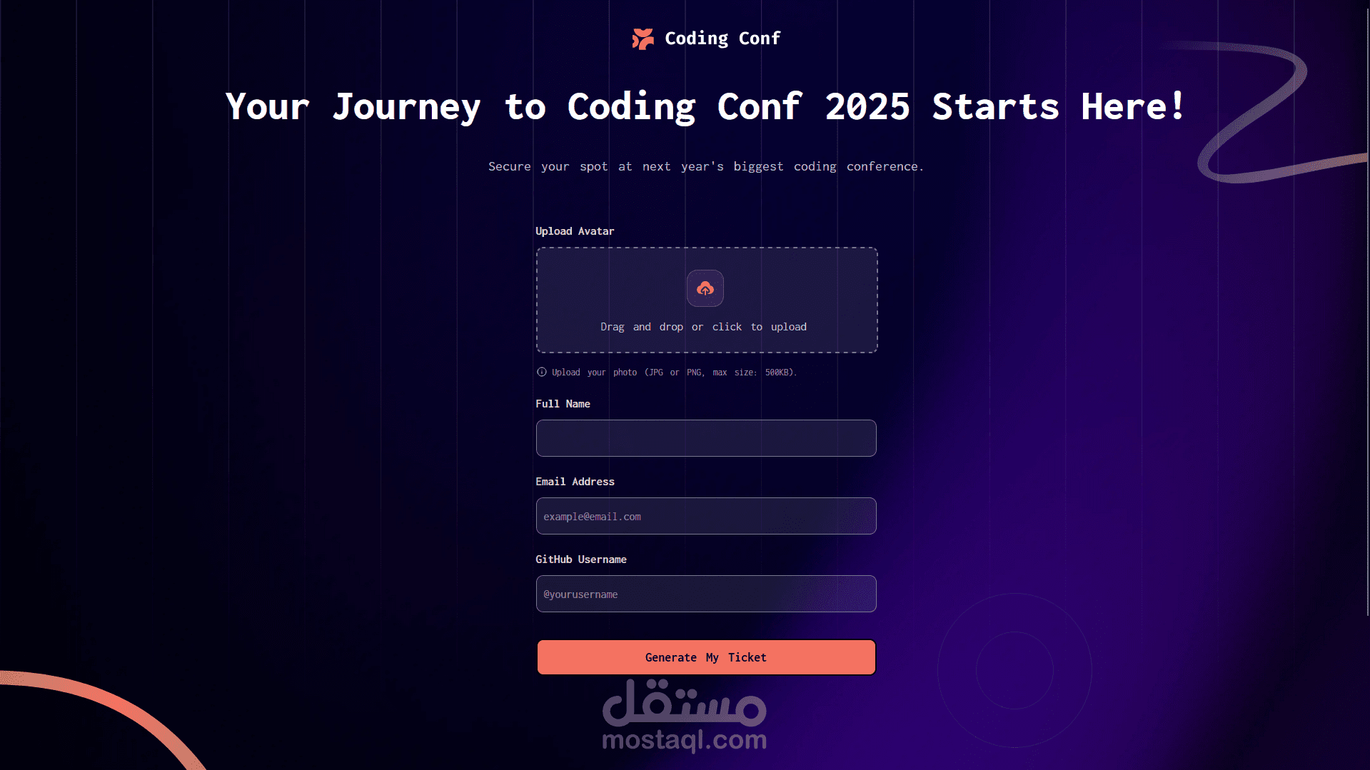Conference Ticket Generator مستقل