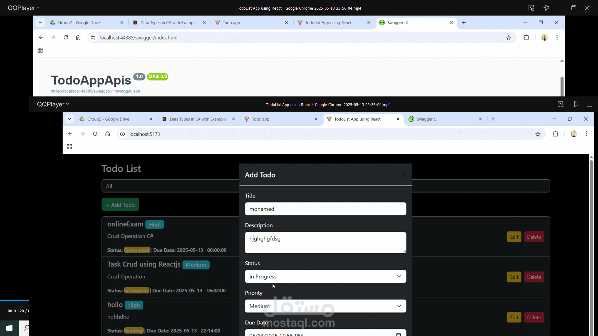 TodoApp Using RestfulApi & React js | مستقل