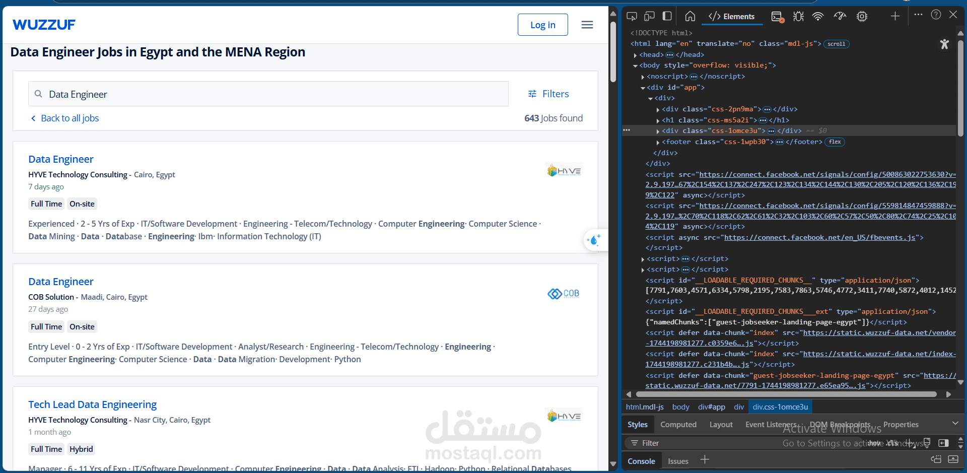Wuzzuf Web Scraping | مستقل