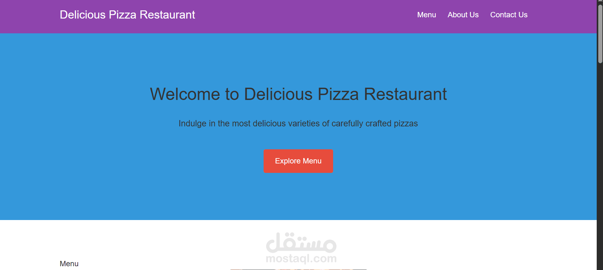 Pizza Restaurant Website | مستقل