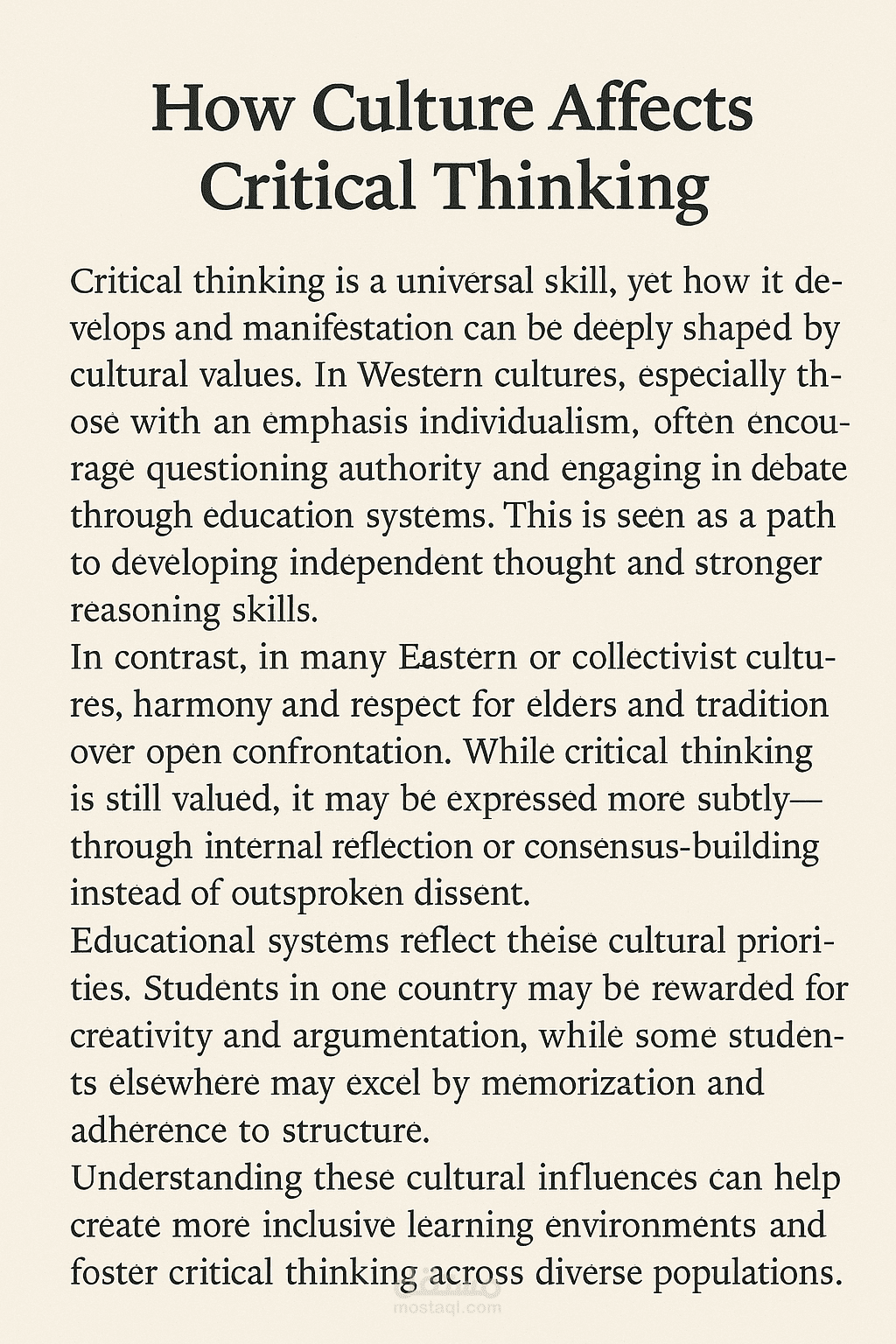 How Culture Affects Critical Thinking | مستقل