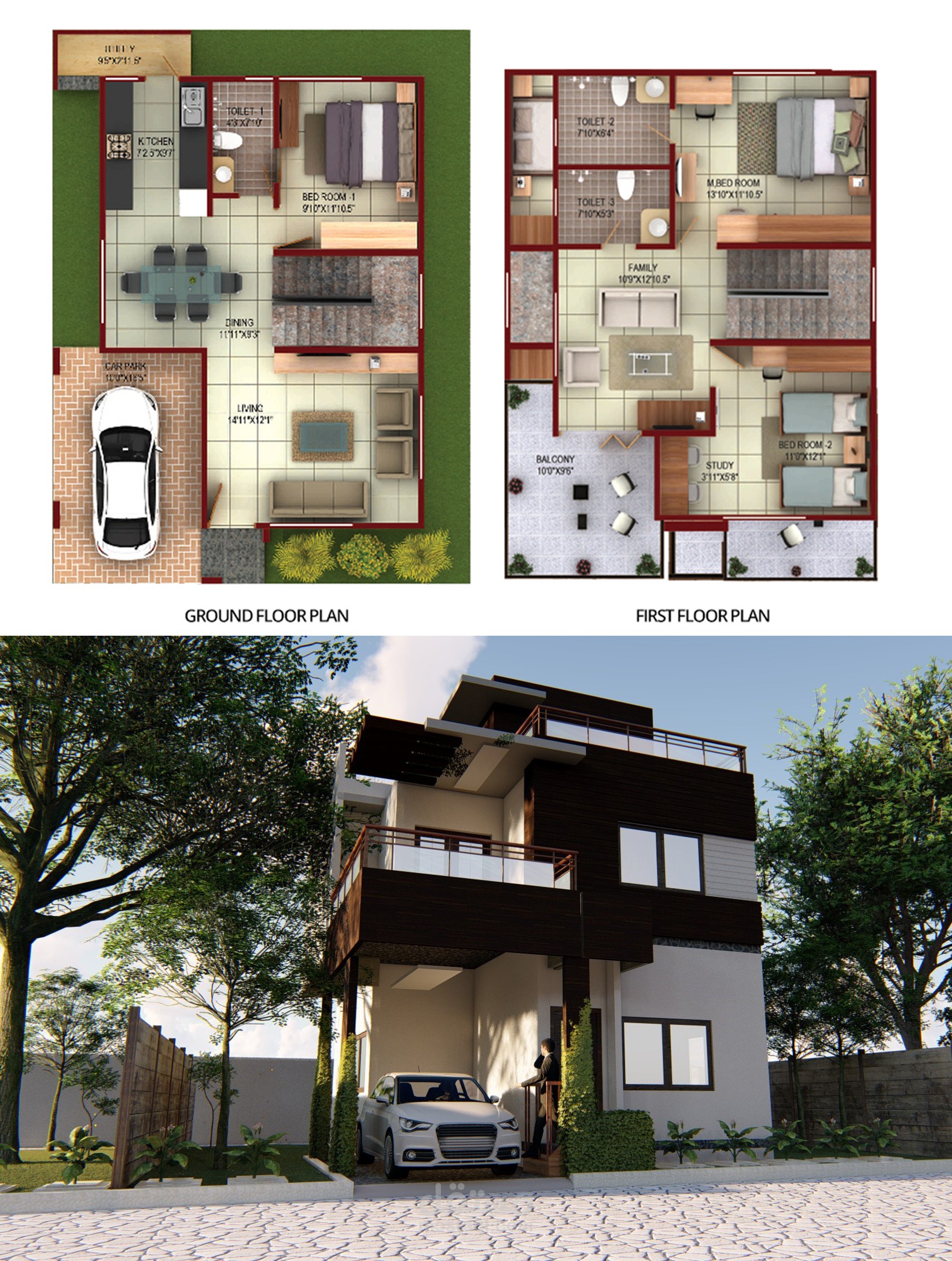 3D modeled and rendered Villa | مستقل
