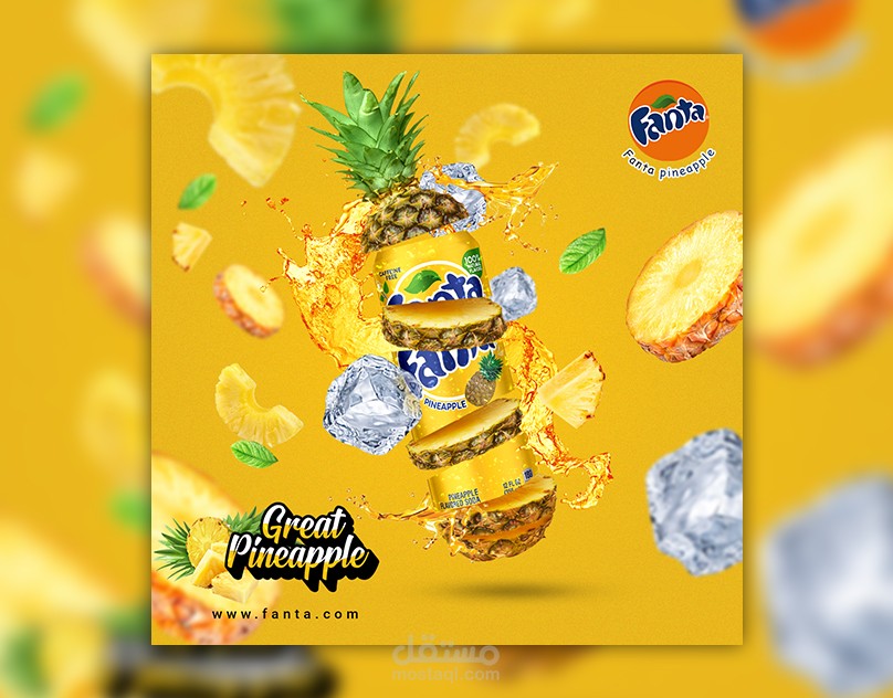 Social Media Design for Fanta pineapple | مستقل