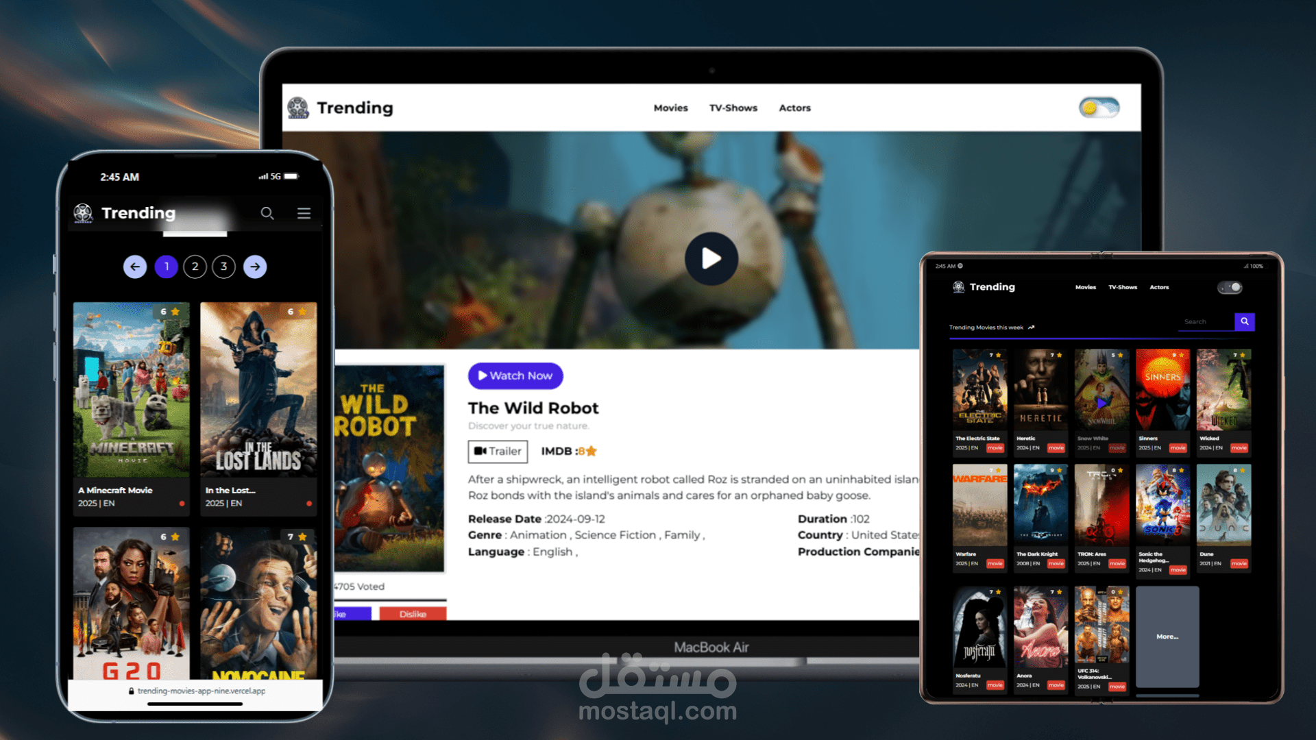 Trending Movies Website - ReactJs | مستقل