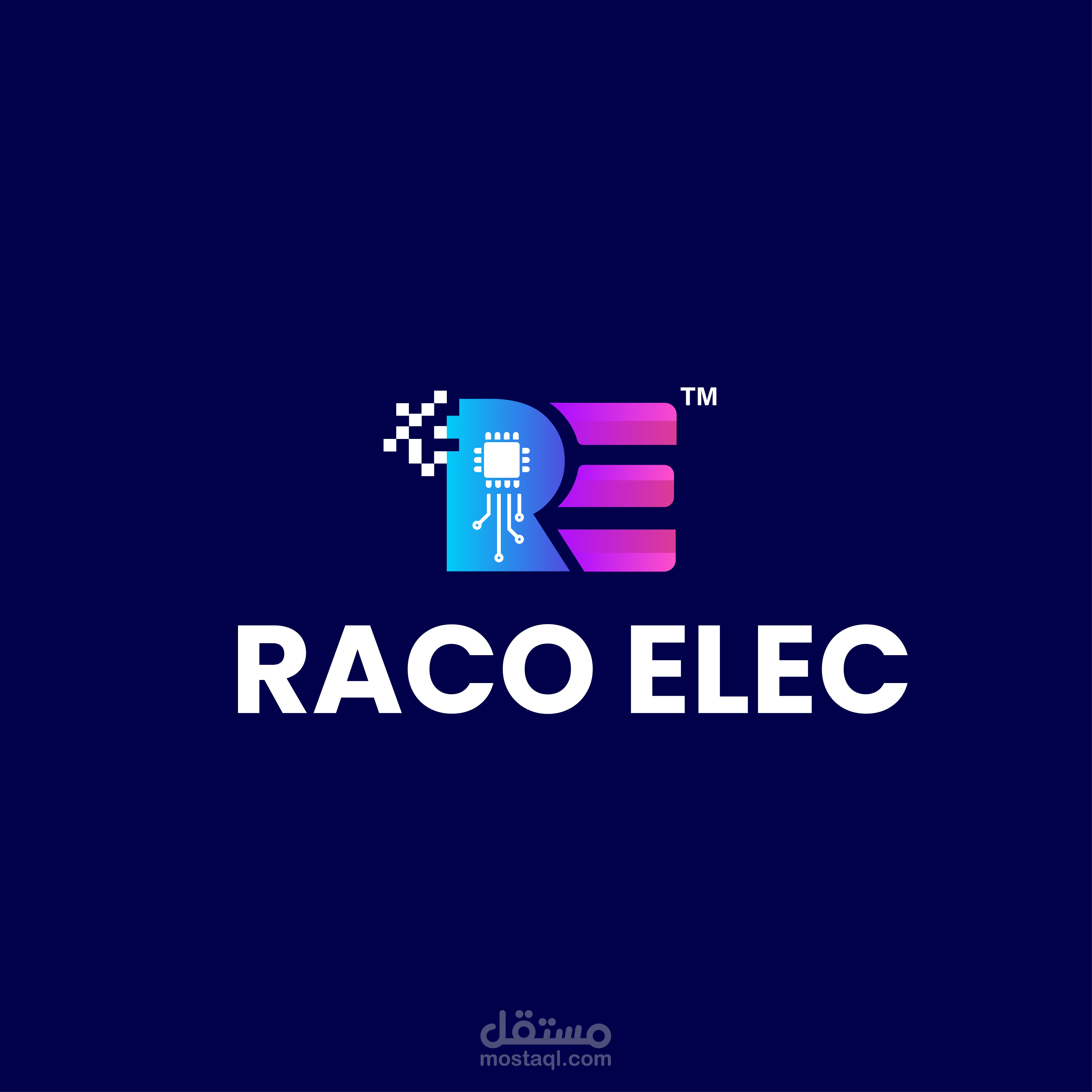 تصميم شعار وهوية بصرية لمتجر الكترونيات RACO ELEC | مستقل