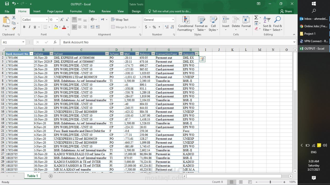 Extract Bank Statement information into a standard format | مستقل