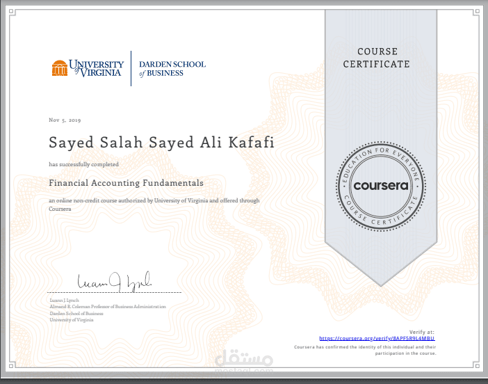 Financial Accounting Fundamentals مستقل