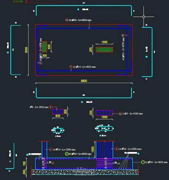 shop drawing for isolated footing and ground beam | مستقل