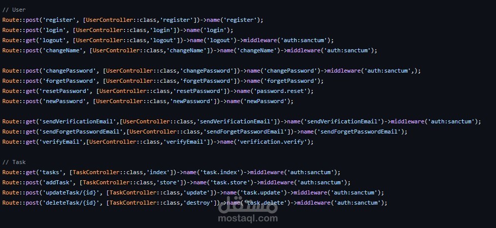 API for Todo-List project | مستقل