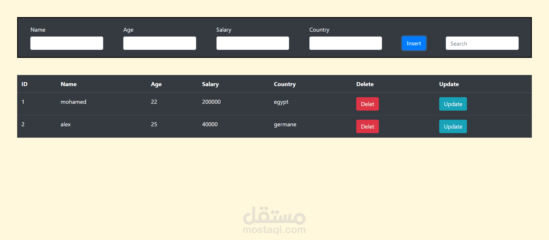 CRUD project | مستقل CRUD project | مستقل