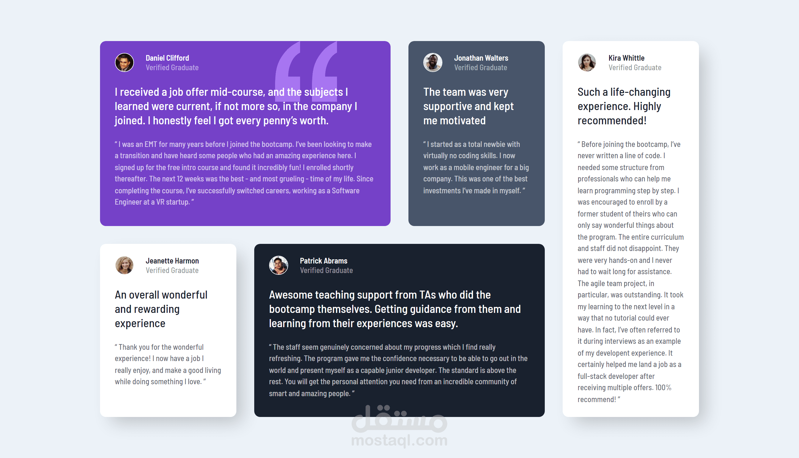 Testimonials Section Using Css Grid مستقل 6993