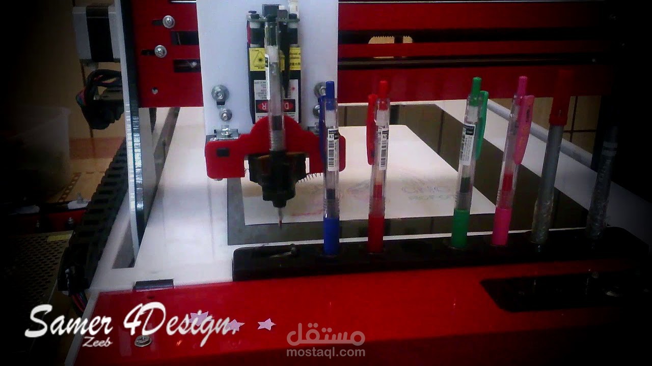 تصميم و تنفيذ آلة CNC-ROBOT متعددة المهام, رسم بالألوان + قص و نقش ...