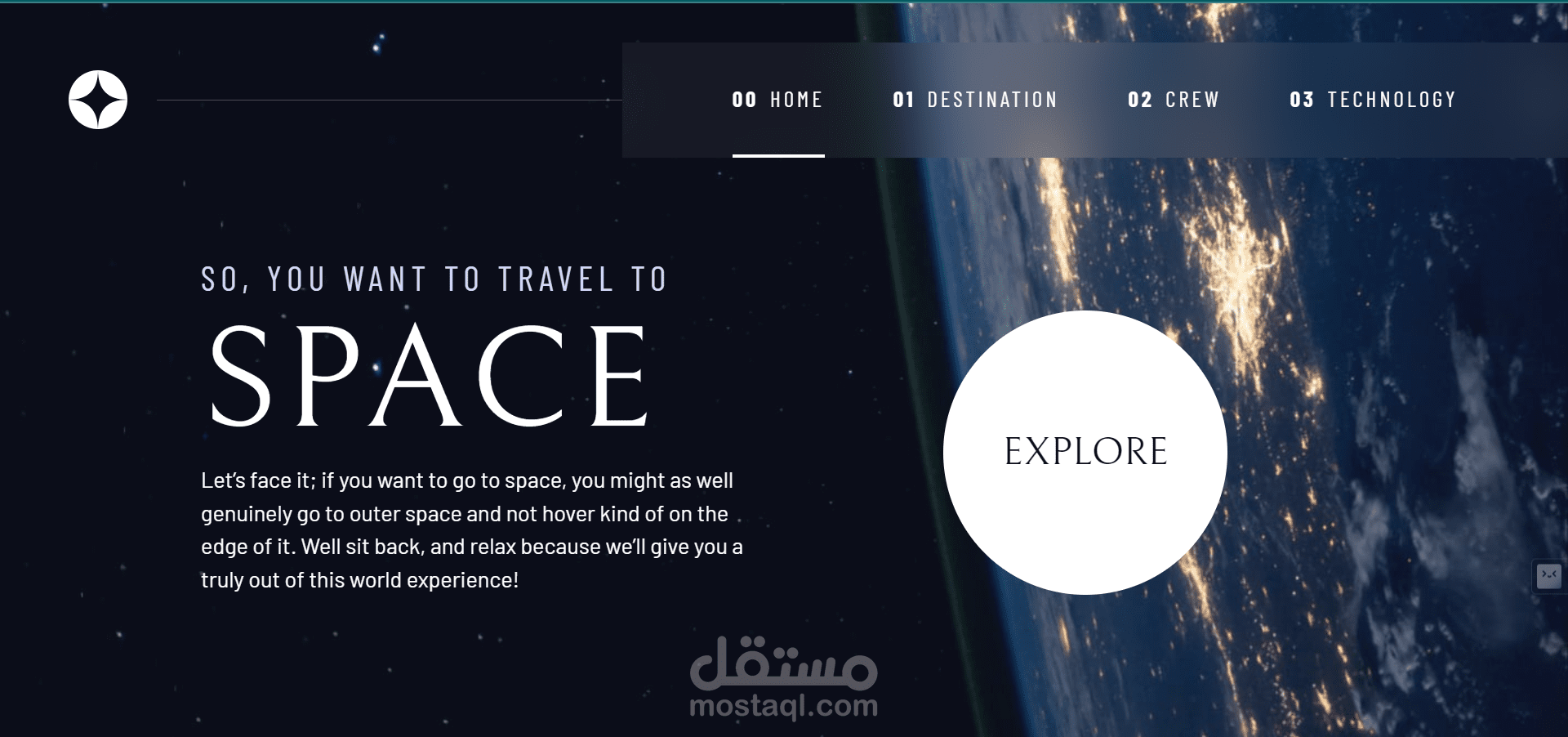 Space tourism website | مستقل