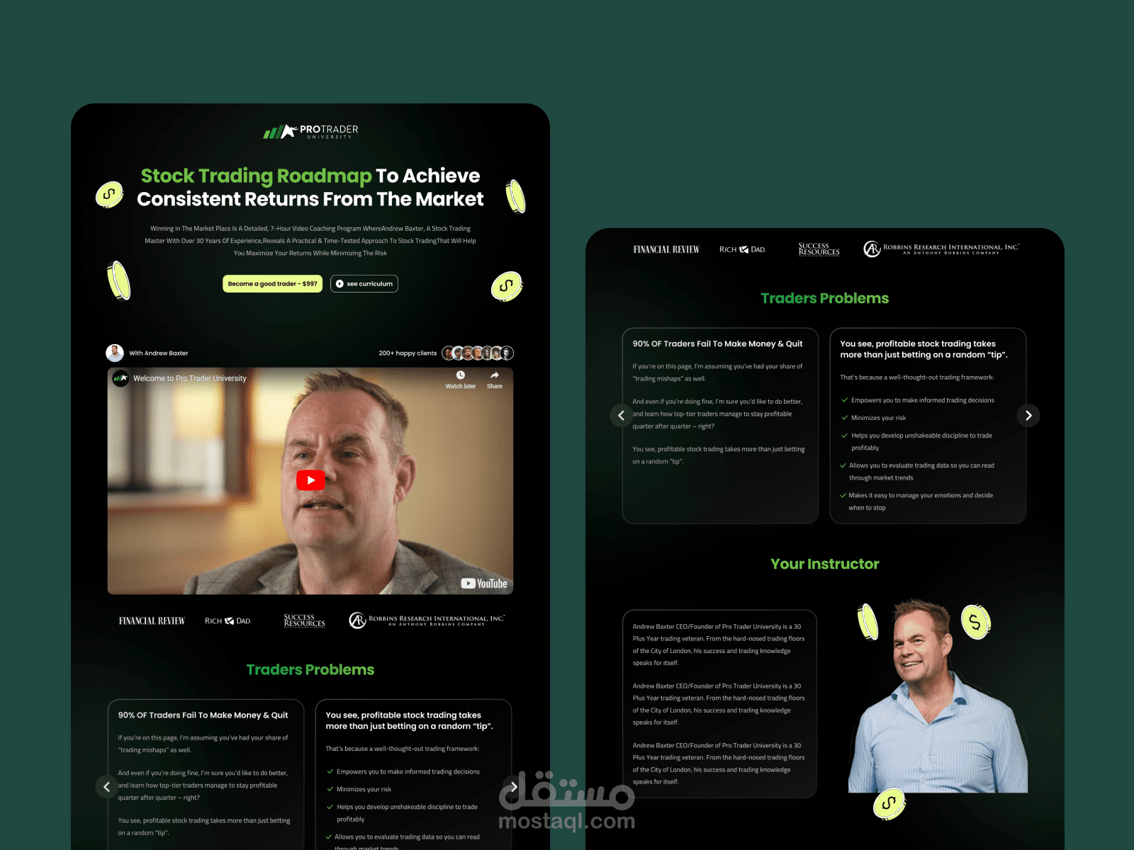 Trading course Landing Page | مستقل