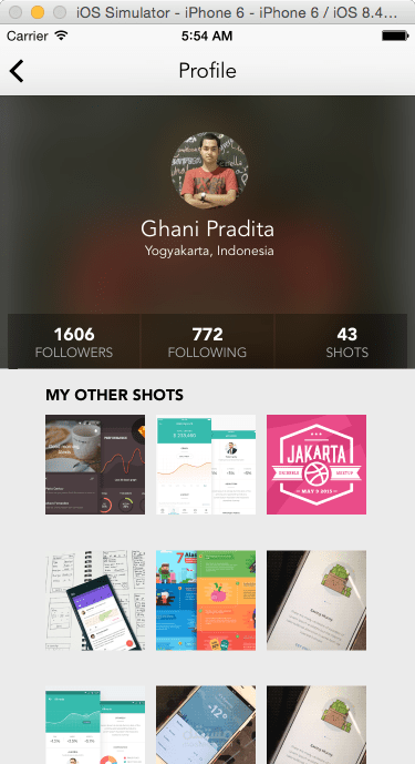 simple dribbble IOS App | مستقل