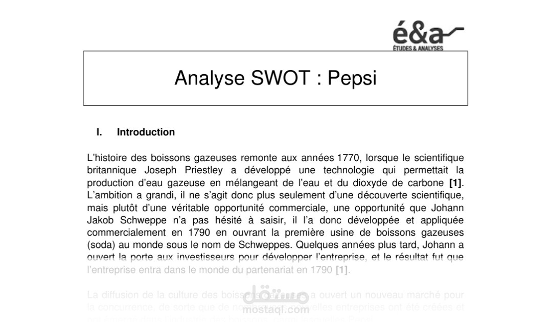 Analyse SWOT - Pepsi | مستقل