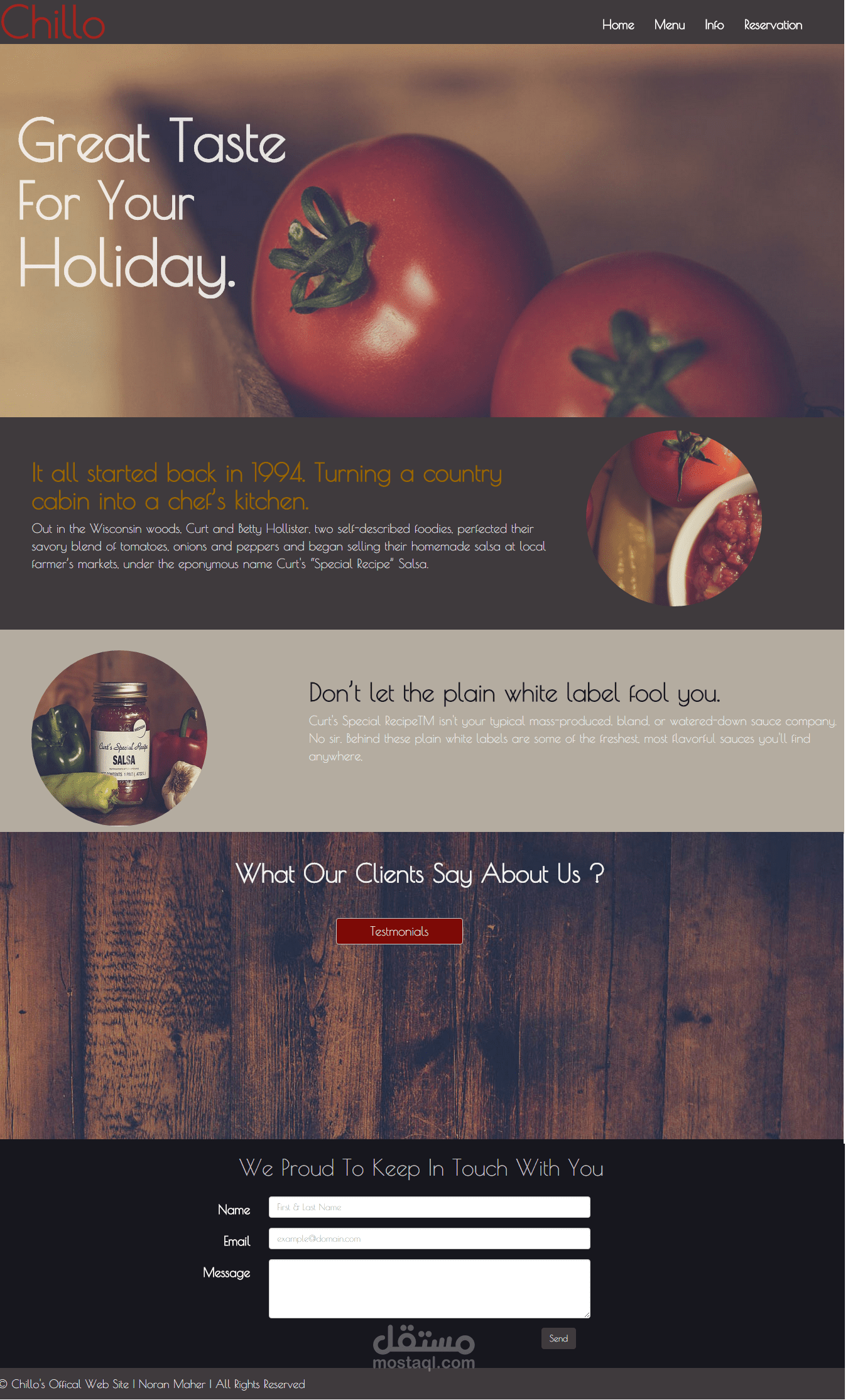 Responsive Restaurant Web Design | مستقل