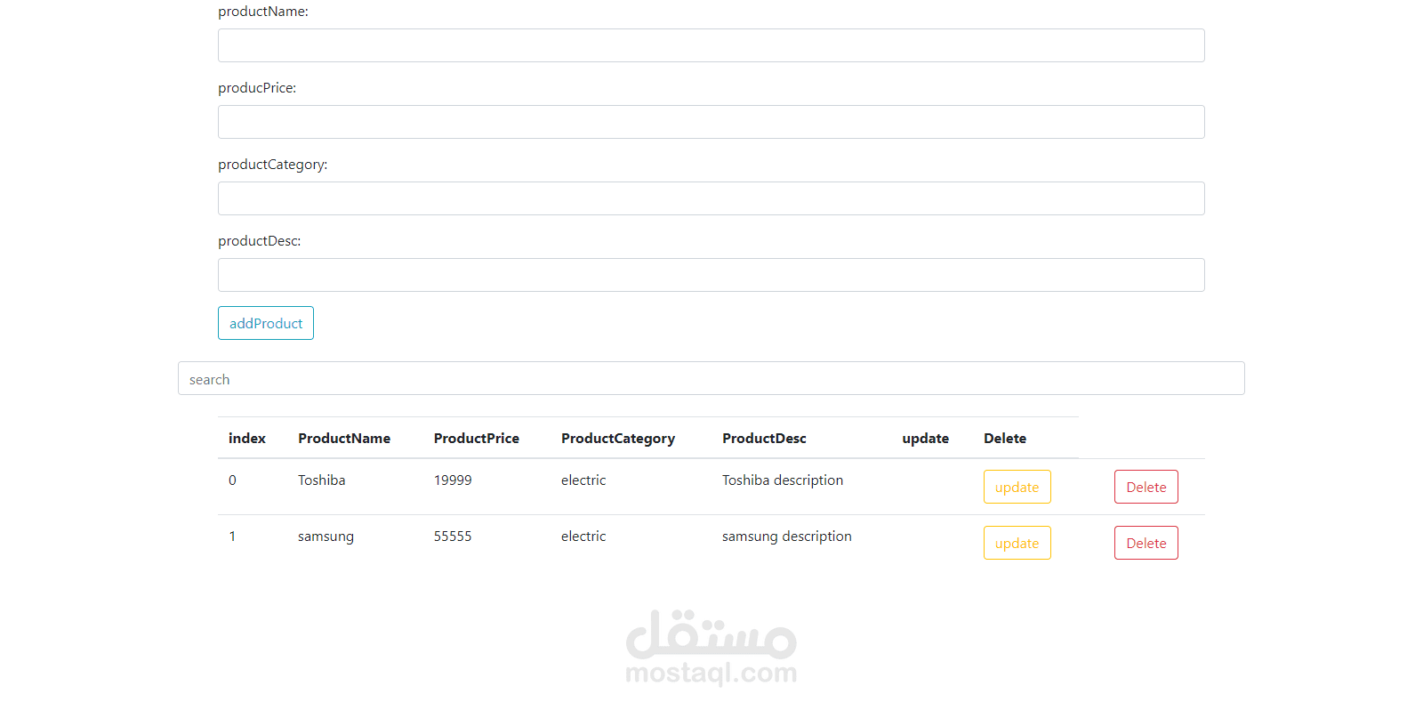 Crud Project Using Javascript 