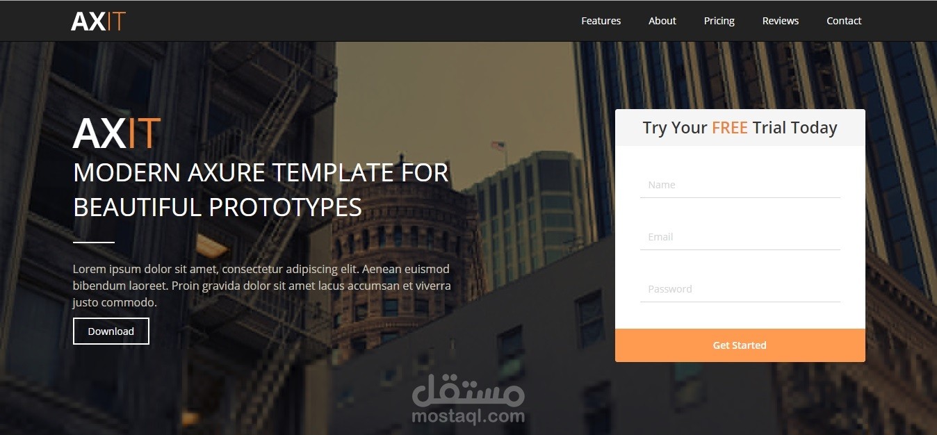 صفحة AXIT من PSD الى HTML | مستقل