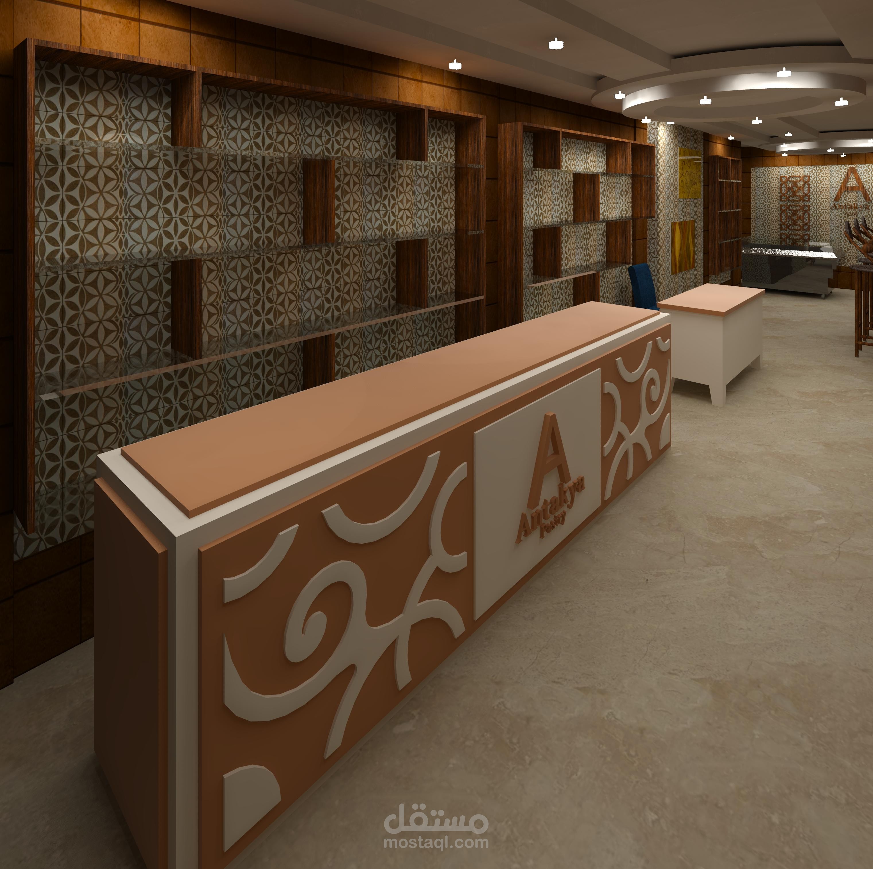 تصميم داخلي لمحل معجنات مستقل