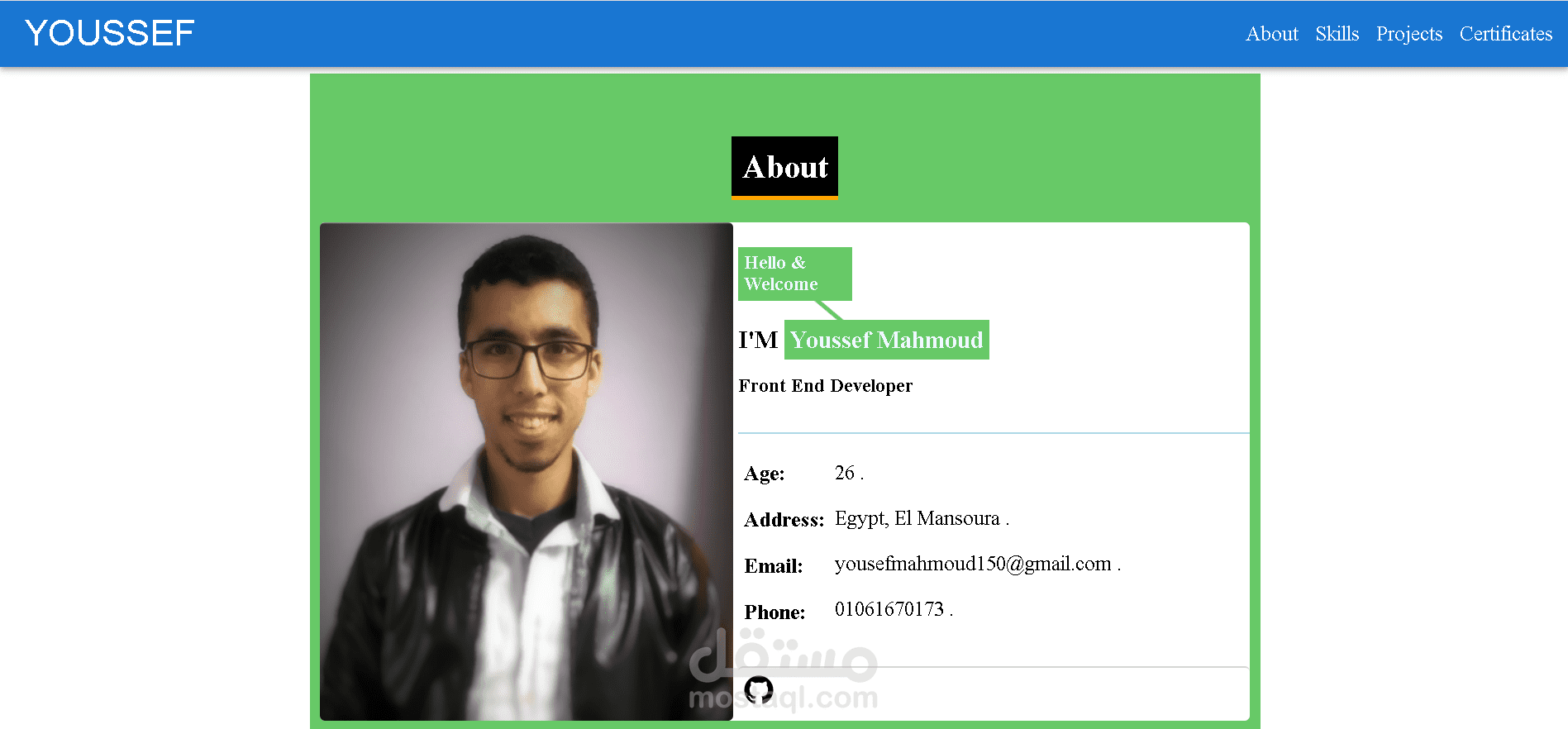 My portfolio-React | مستقل