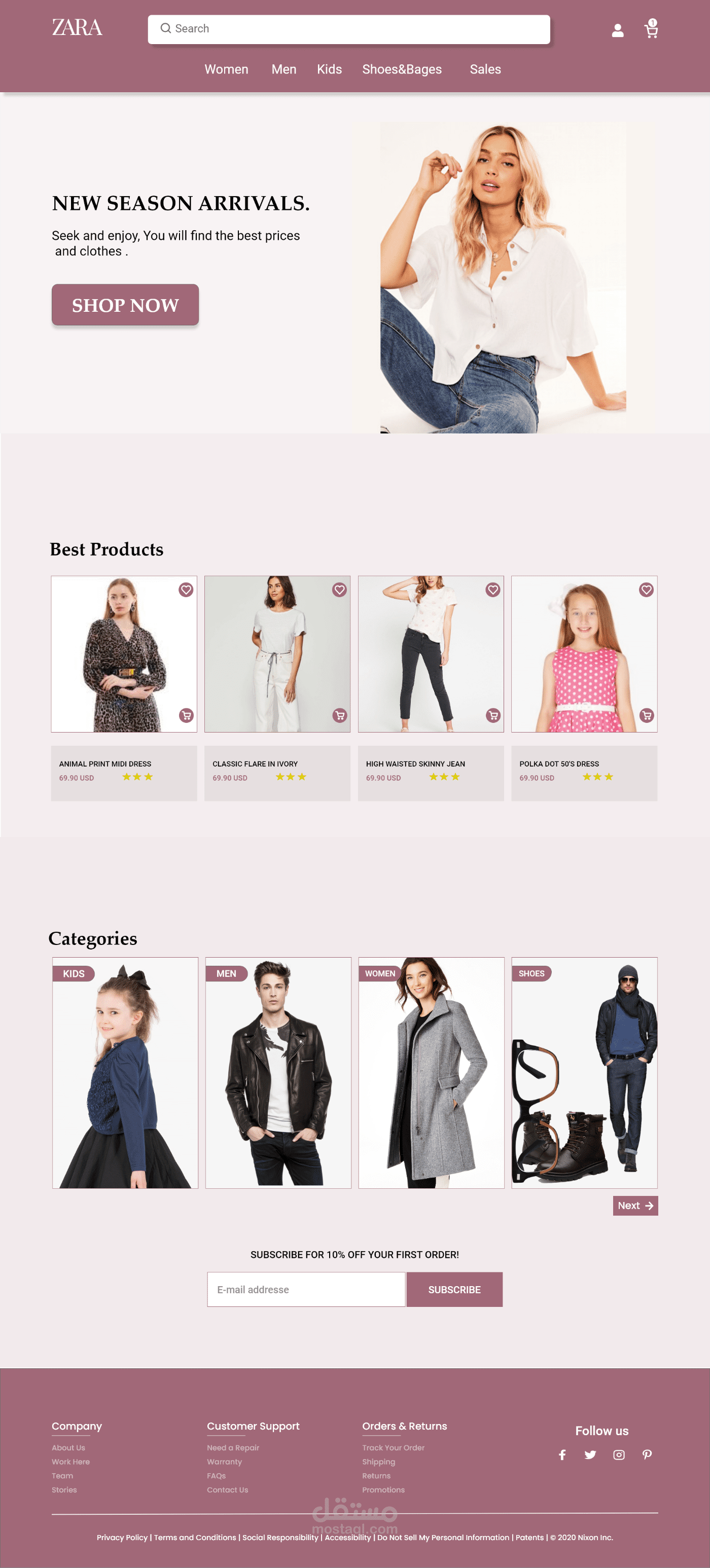 ZARA Website Redesign | مستقل