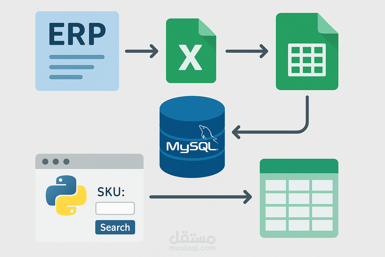 نظام تكاملي لتحليل بيانات المنتجات (SKU) باستخدام Python وGoogle Sheets | مستقل