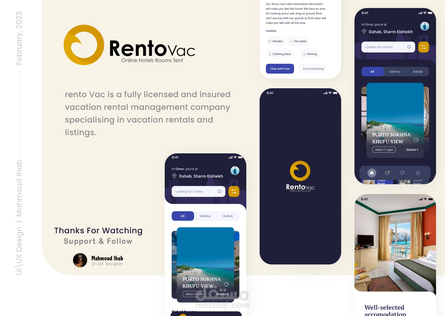 RENTO VAC APP | UI\UX Design | مستقل
