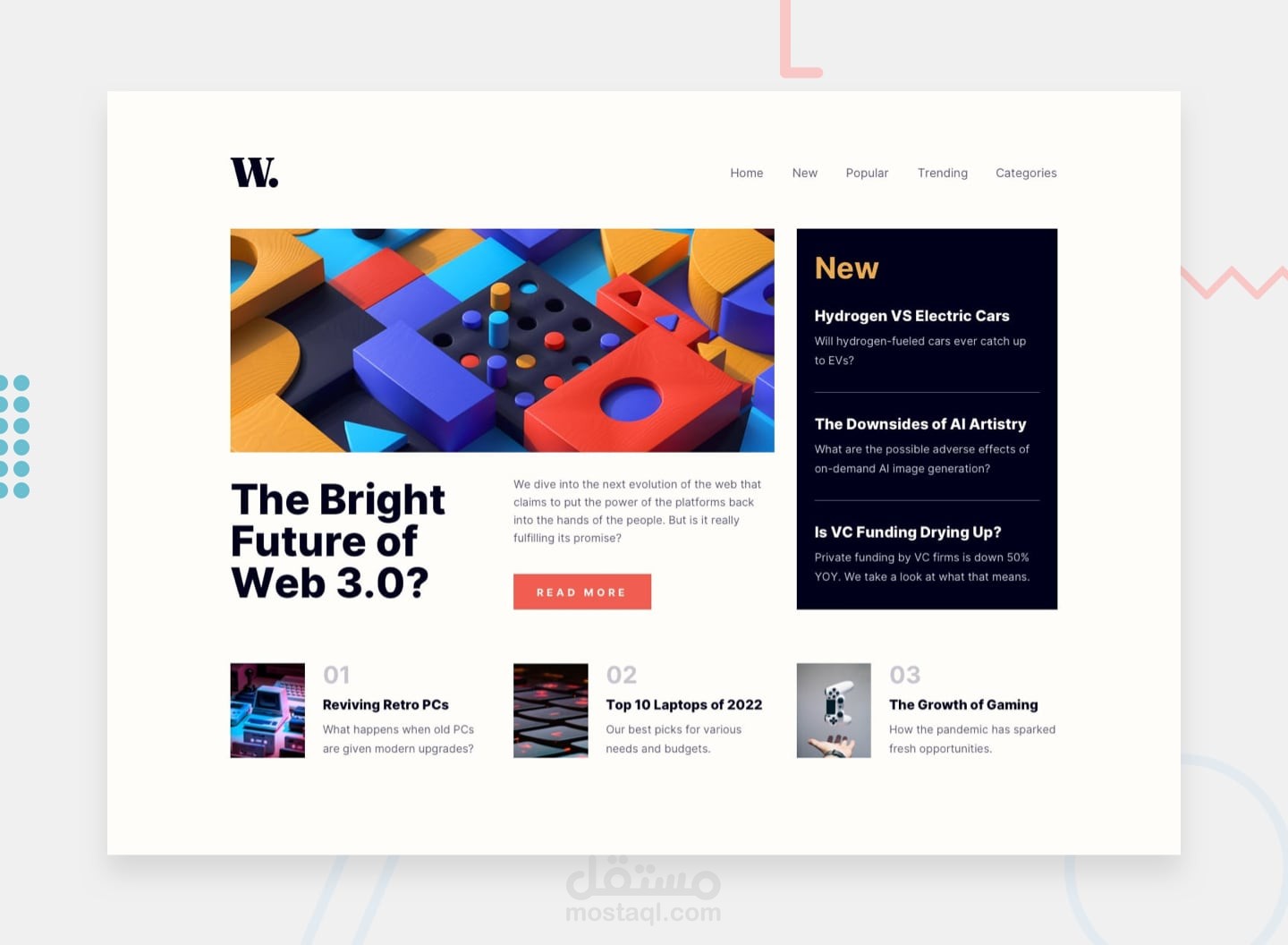 News Homepage (With HTML, CSS, Javascript) | مستقل News Homepage (With HTML, CSS, Javascript) | مستقل
